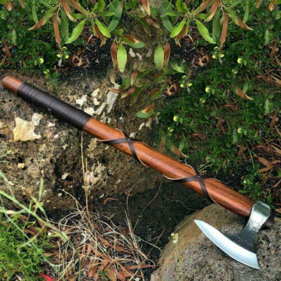 Custom Handmade Axe Viking Battle Steel Carbon Medieval Sheath Hand ...