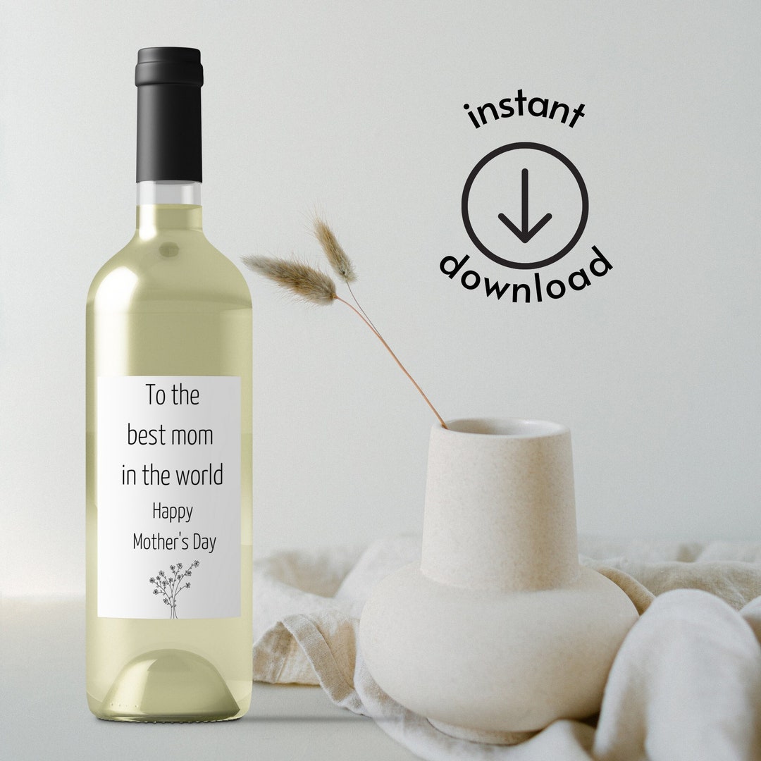 Mother's Day Wine Label Instant Download - Etsy