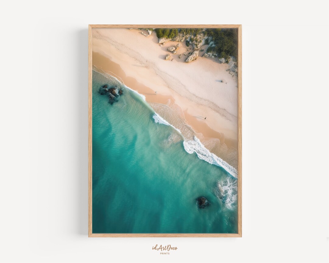 Aerial Ocean Print, Coastal Beach Poster, Turquoise Wave Wall Art ...