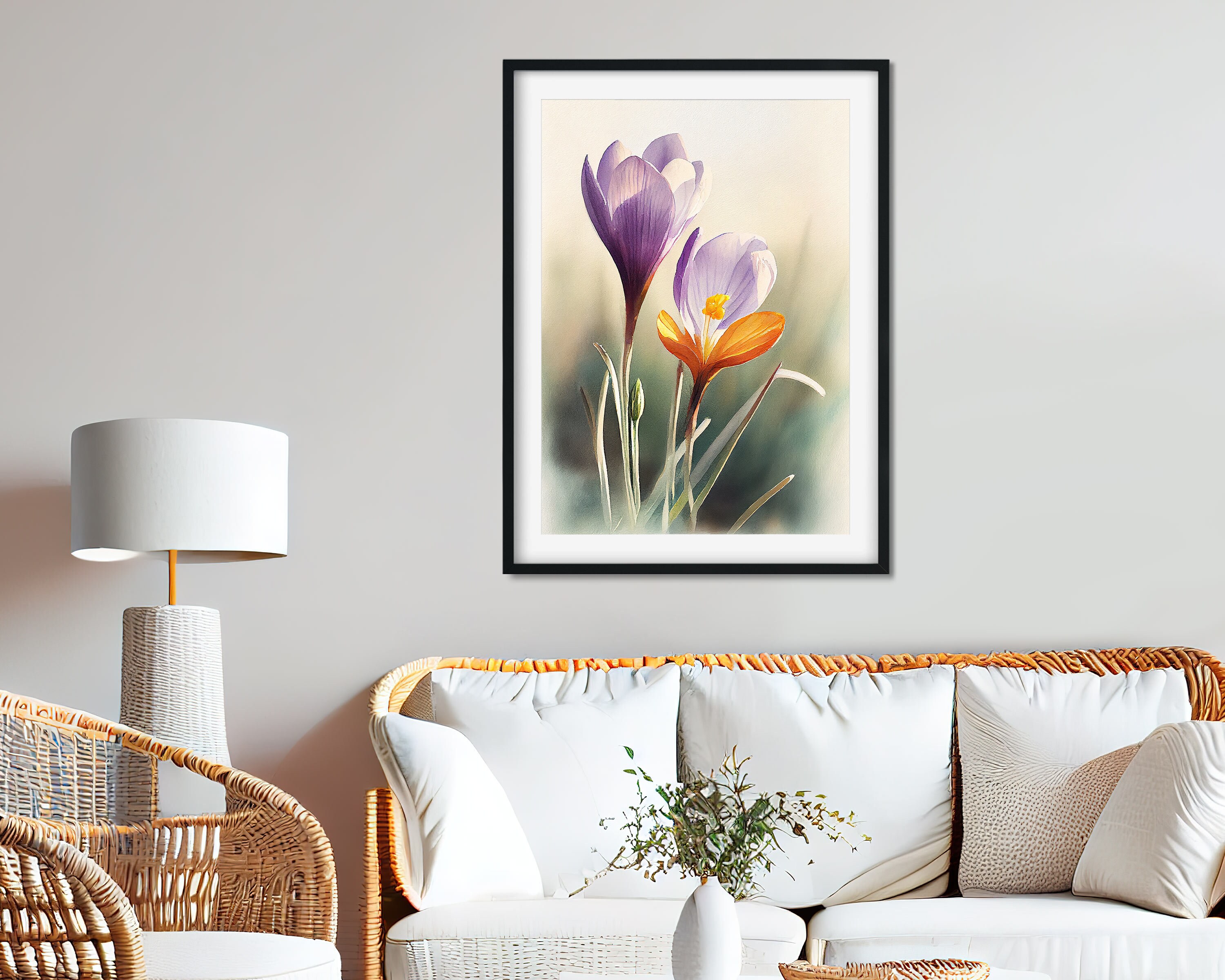 Printable Crocus Flower Watercolor Art, Spring Watercolor, Purple ...