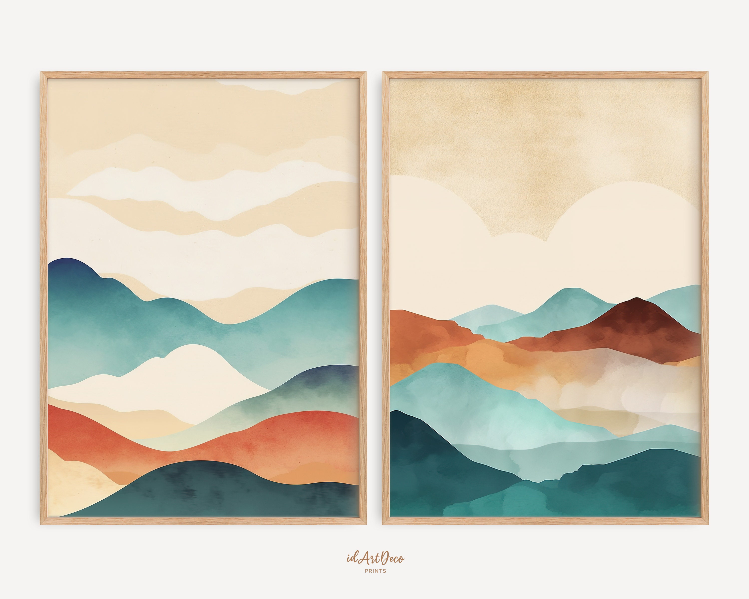 Boho Style Art Prints, Mid Century Art Prints, Set of 2, Boho Gallery ...