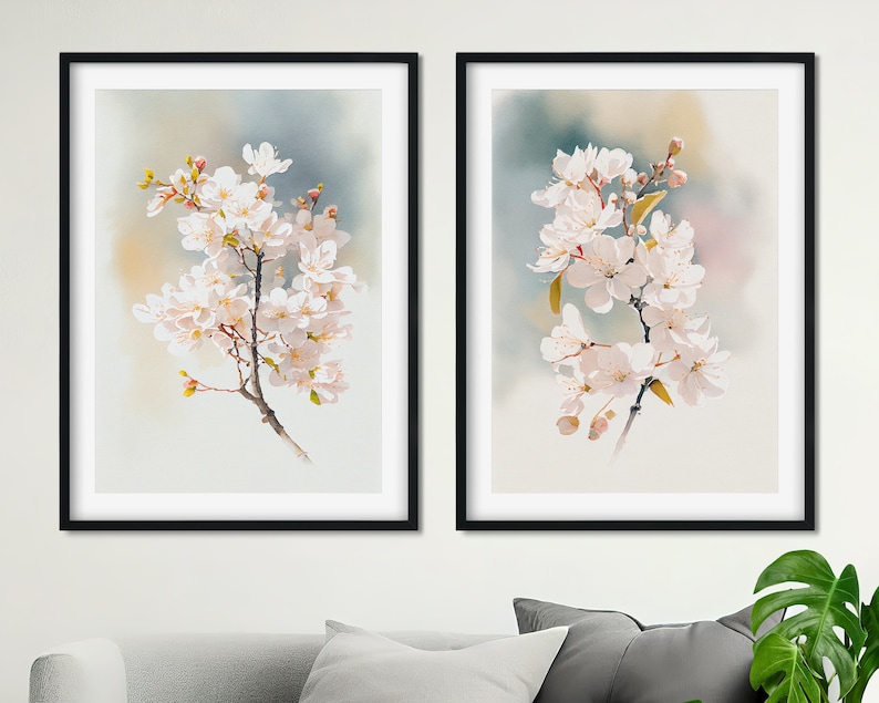Cherry Blossom Wall Decor Digital Download Print Set of 2 - Etsy