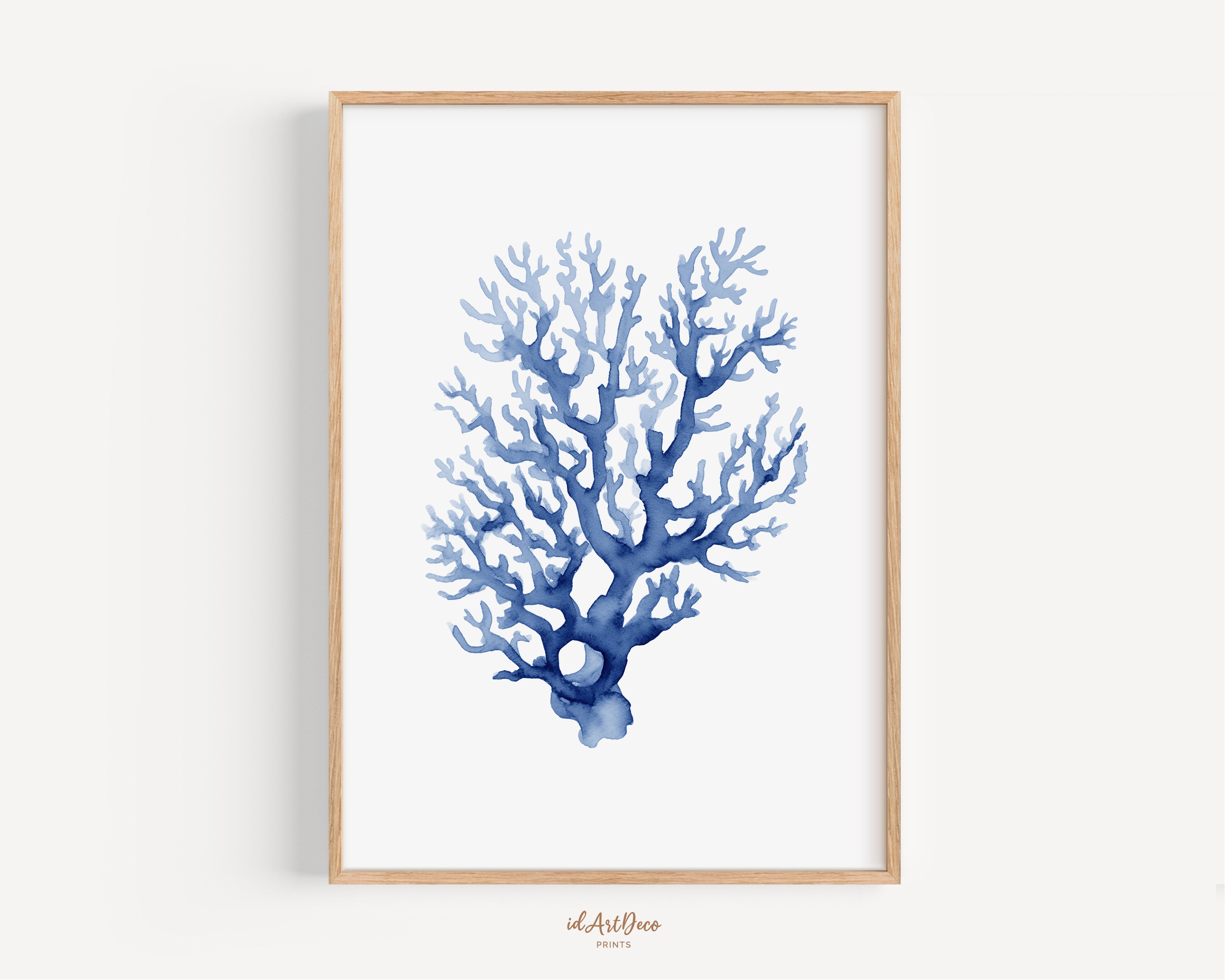 Coral Seaweed, Blue Watercolor Set of 3 Prints, Nautical Room Decor ...