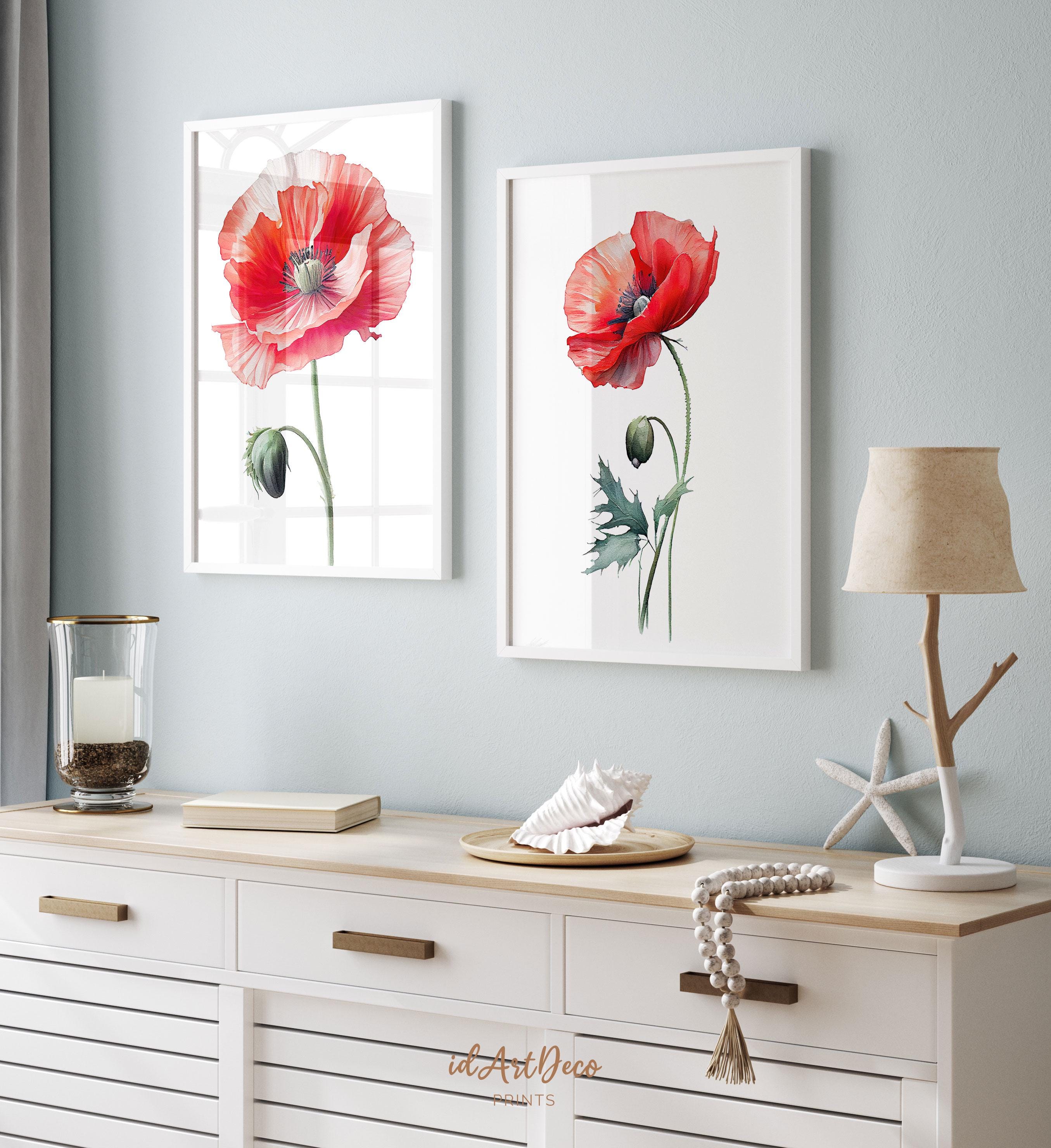 Printable Red Poppy Art Set of 2, Wildflower Botanical Wall Decor ...