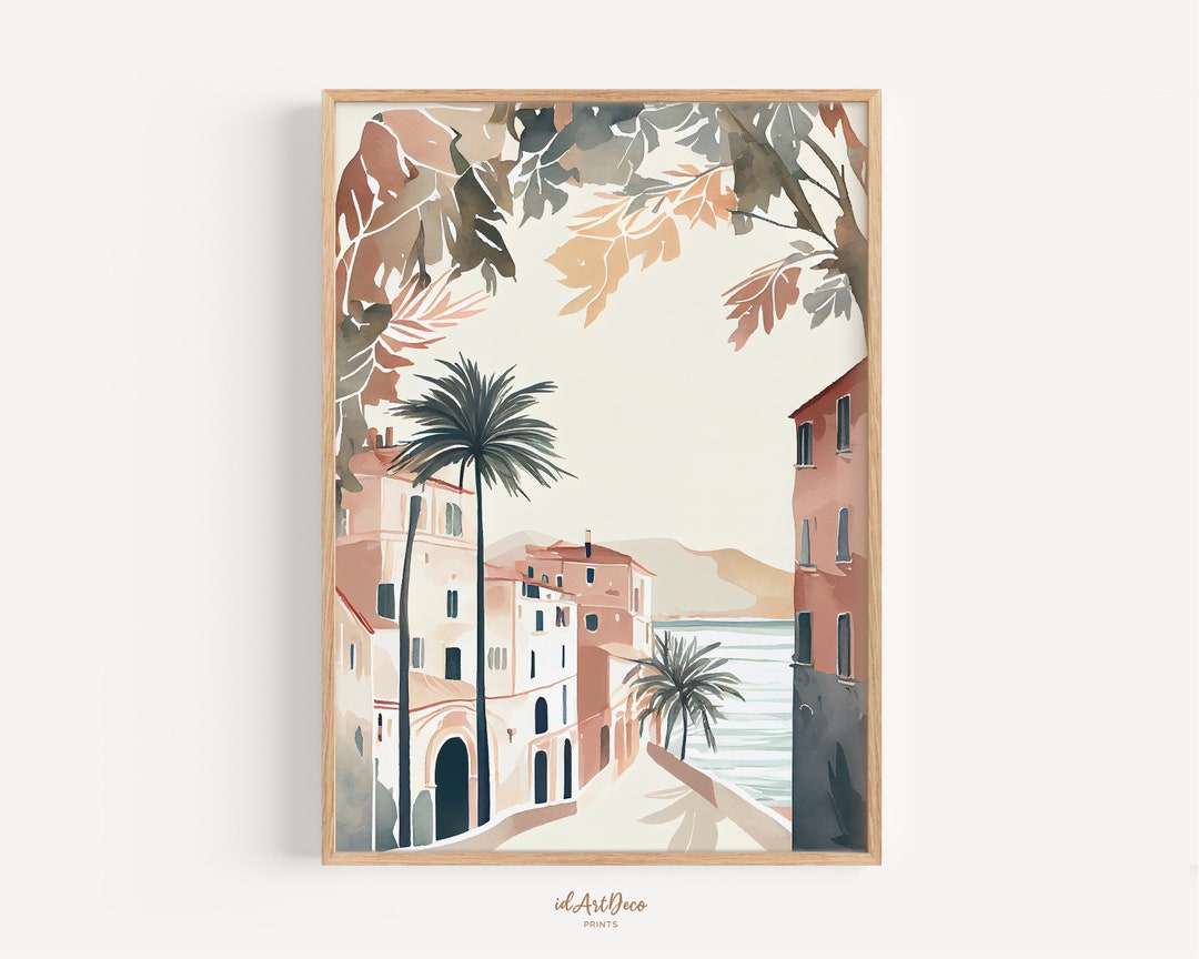 Mediterranean Wall Art, Travel Art Print, Landscape Print, Watercolor ...