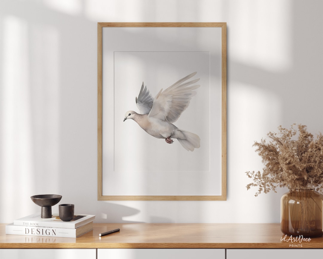 Flying Dove Watercolor Art Print, Mourning Dove Bird Painting, Peaceful ...