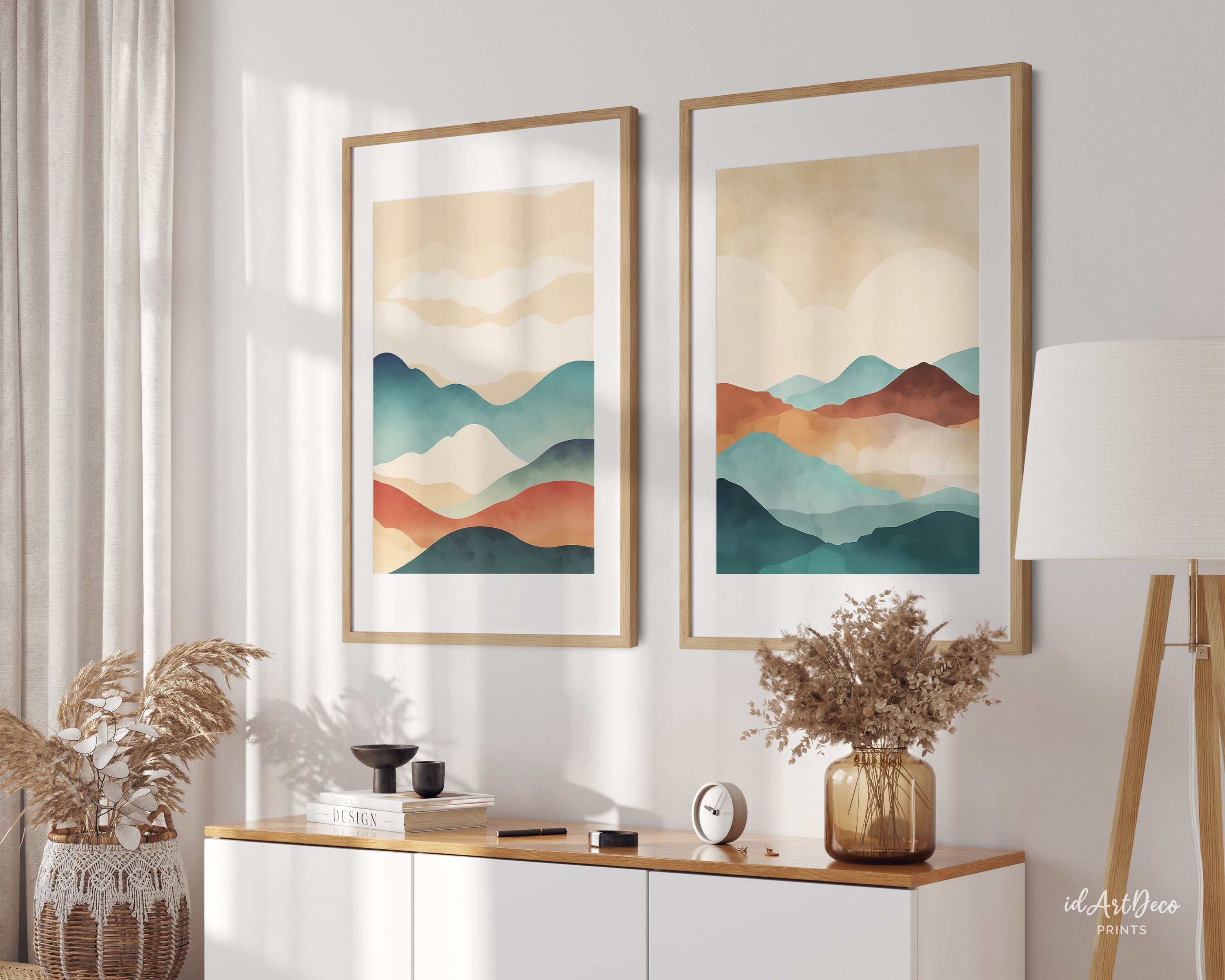 Boho Style Art Prints, Mid Century Art Prints, Set of 2, Boho Gallery ...