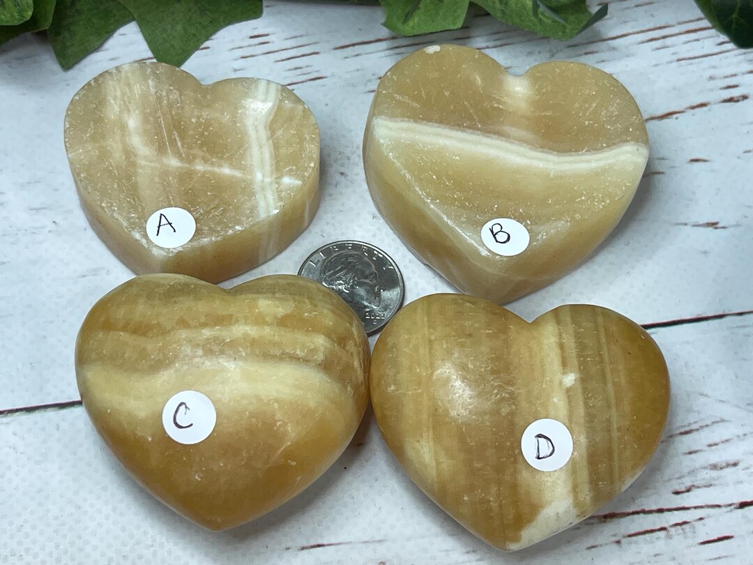 Honey Calcite Heart Carving Choose Your Favorite - Etsy