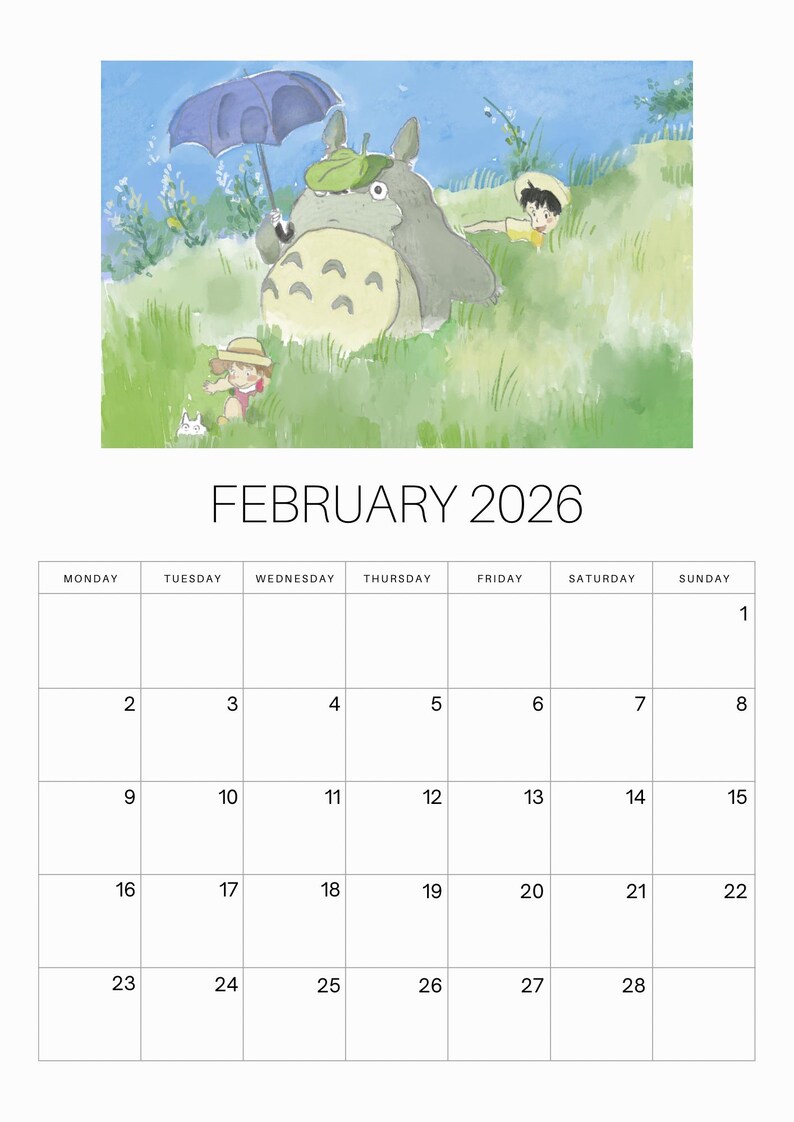 Hayao Miyazaki Totoro Monthly Planner Digital Monthly Planner My ...