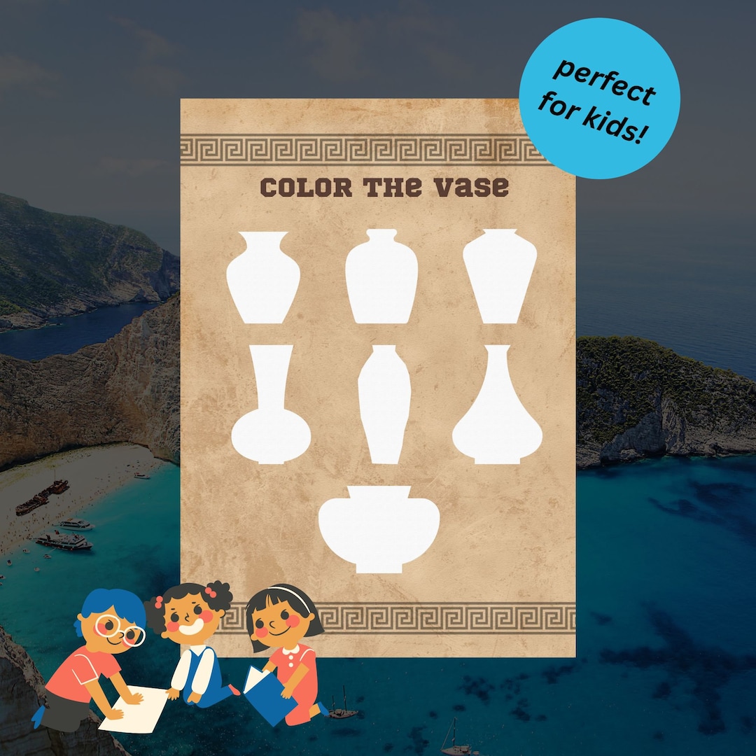 Ancient Greece Color the Vase Printable; Ancient Greece Party, School ...