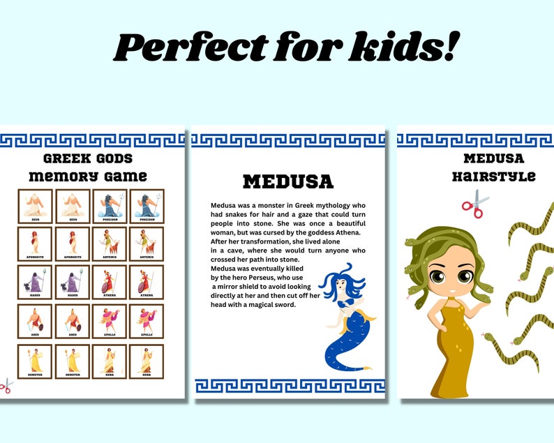 Ancient Greece Gods Printable Mythology Games Pack; Fun Activity for ...