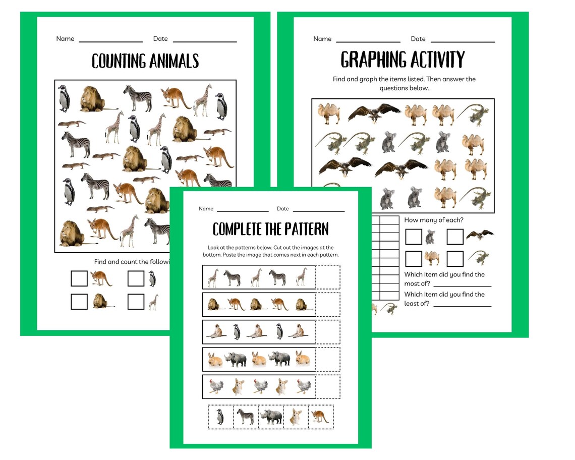 Kindergarten Animals Workbook; Animals Worksheets; Printable Animals ...