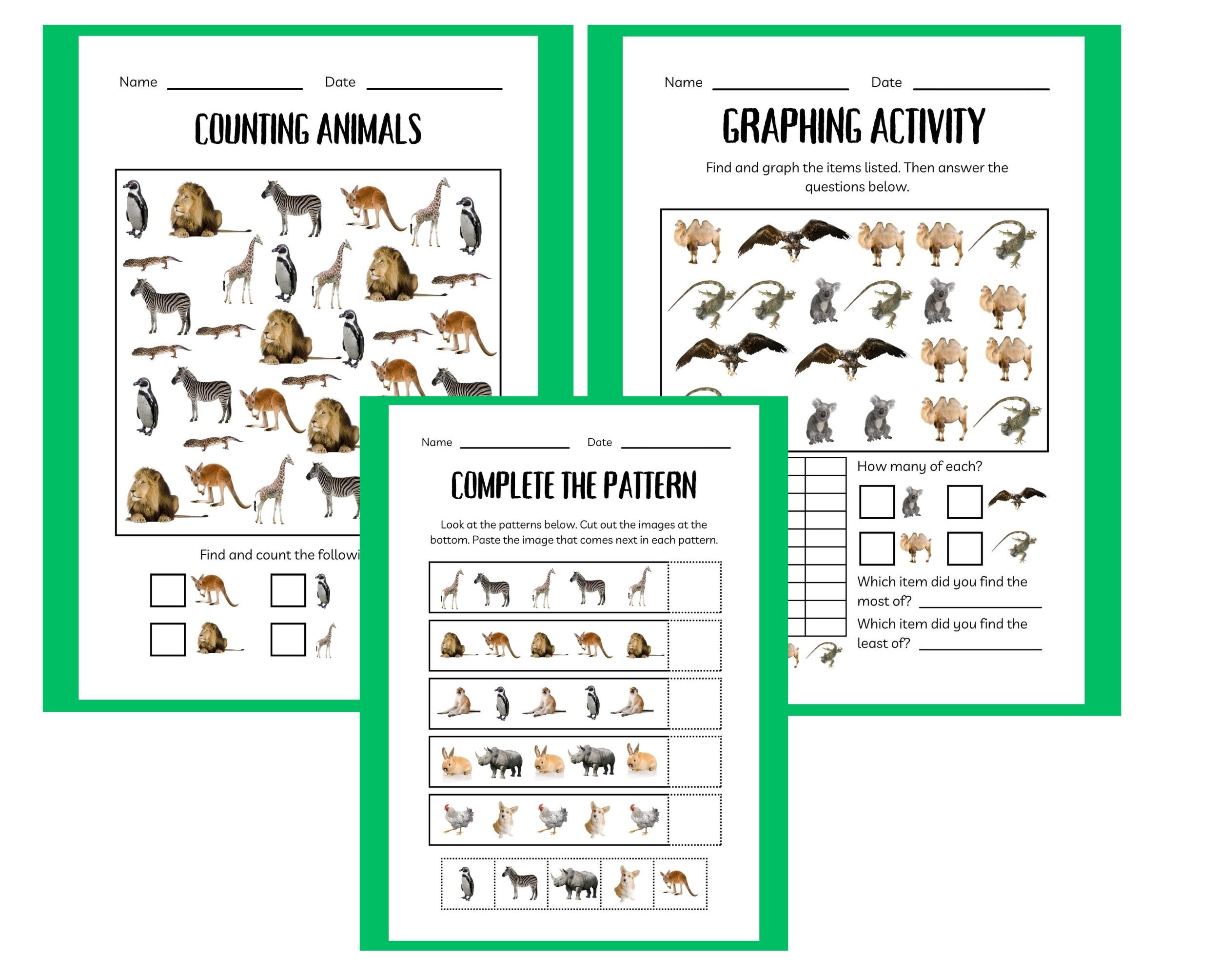 Kindergarten Animals Workbook; Animals Worksheets; Printable Animals ...