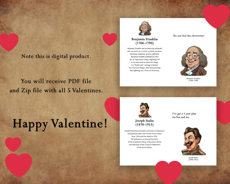 DIGITAL DOWNLOAD - Printable- History Funny Valentines | Marie ...