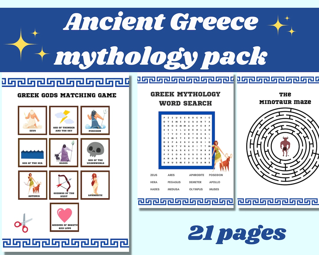 Ancient Greece Gods Printable Mythology Games Pack; Fun Activity for ...