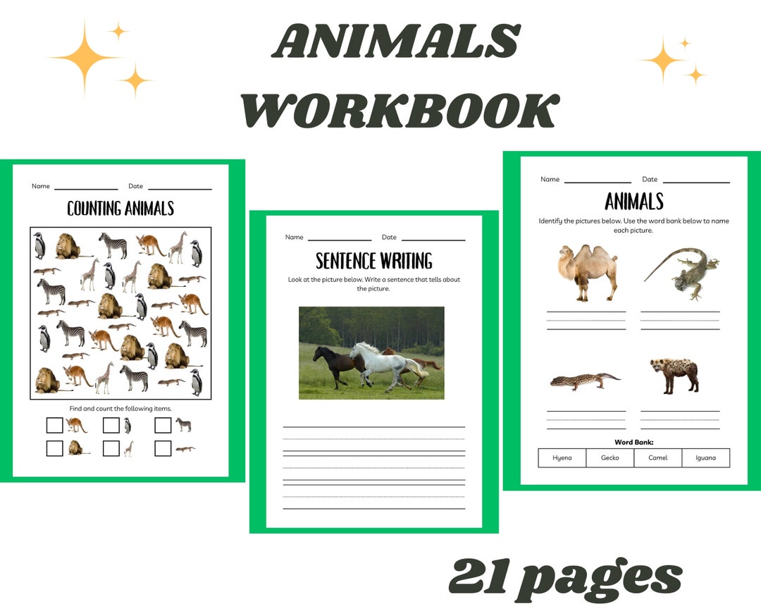 Kindergarten Animals Workbook; Animals Worksheets; Printable Animals ...