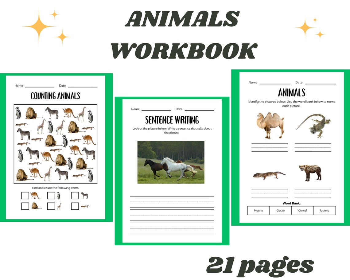 Kindergarten Animals Workbook; Animals Worksheets; Printable Animals ...