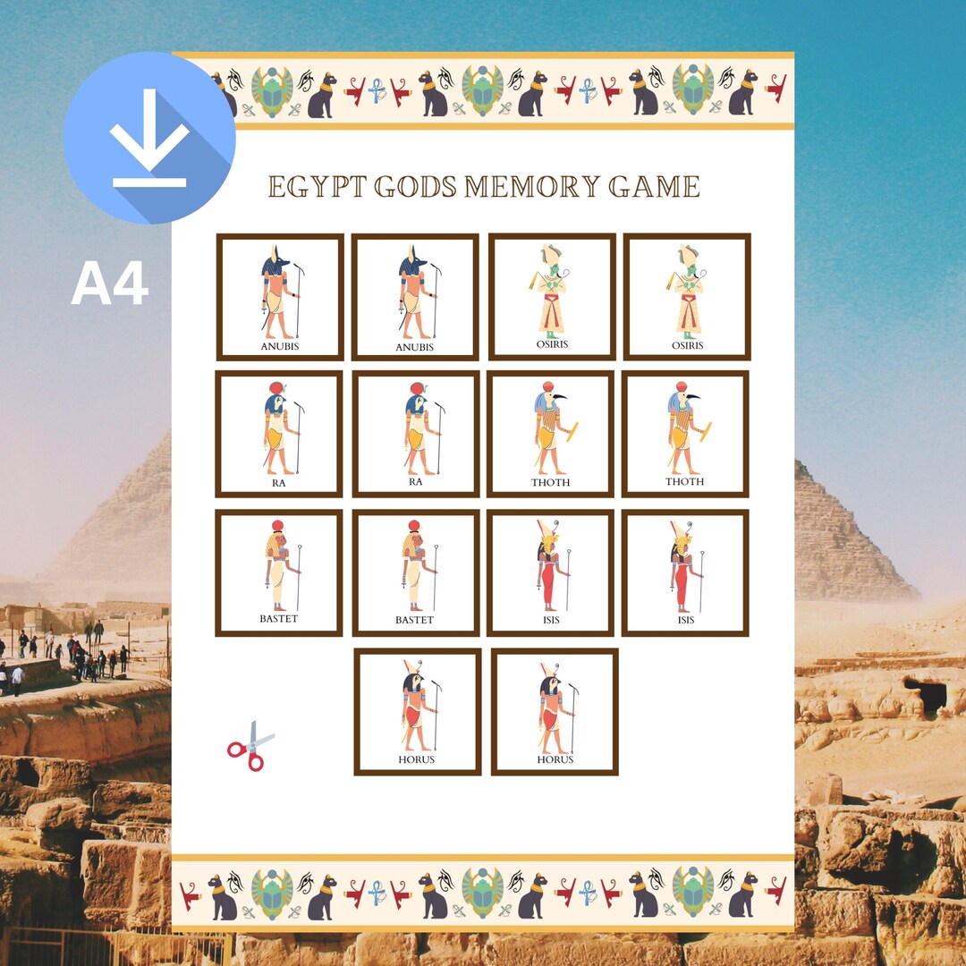 Ancient Egypt Gods Printable Mythology Party Memory Game; Perfect for ...