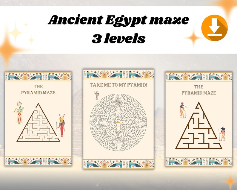 Printable Ancient Egypt Maze Pack; Ancient Egypt Party Activity; Lesson ...
