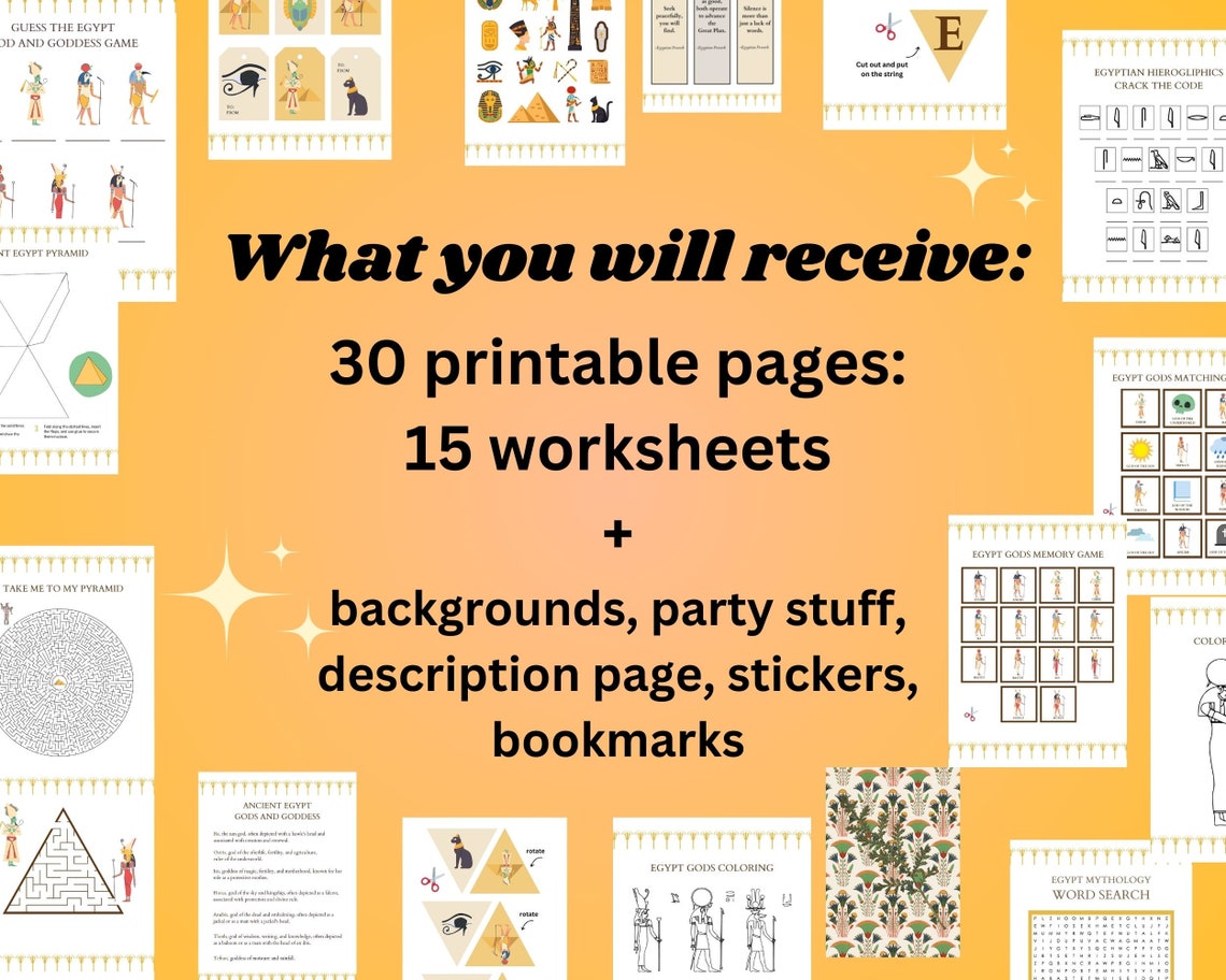 Ancient Egypt Gods Printable Mythology Games Pack; History Lesson ...