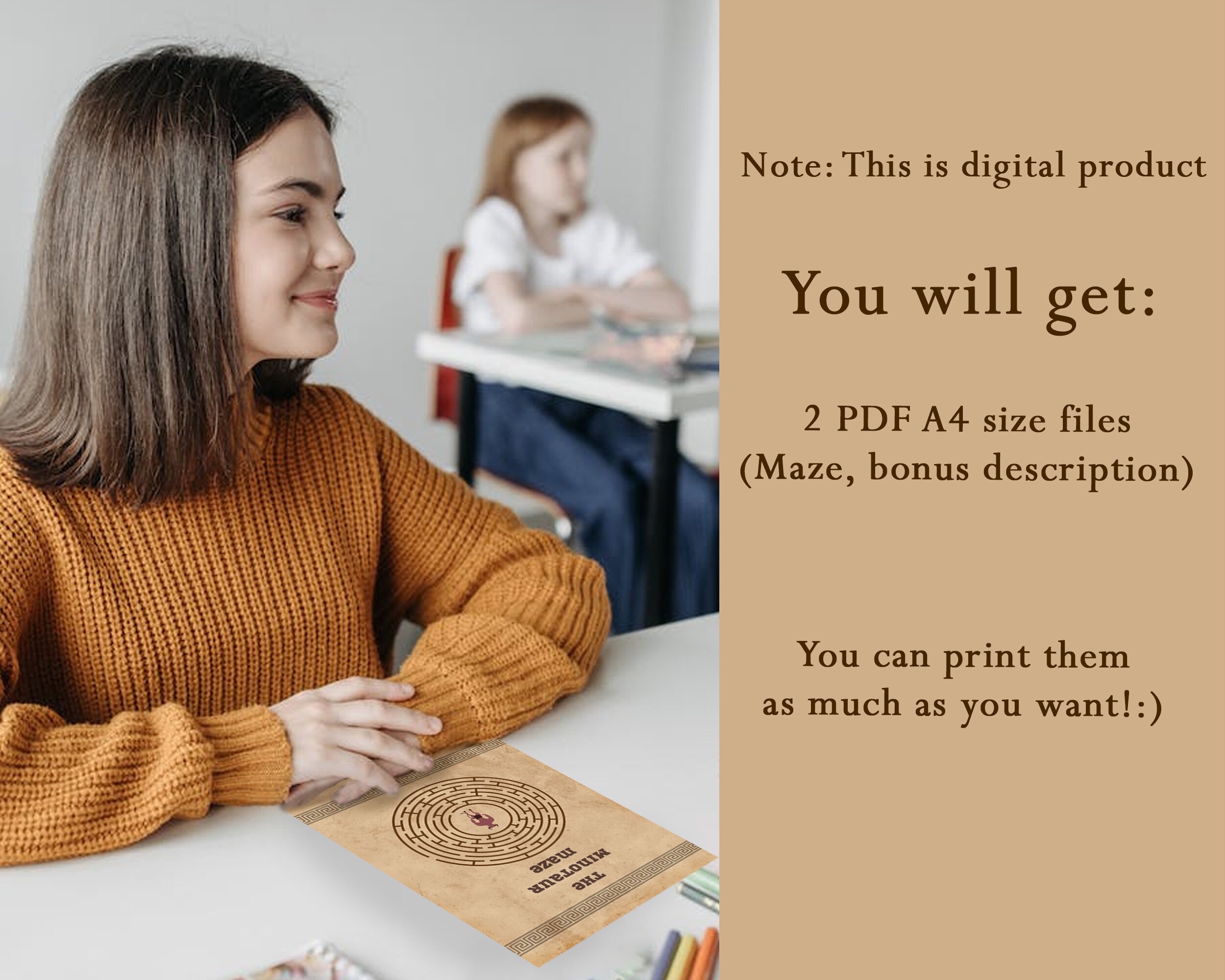 Printable Minotaur Maze; History Fun Activity; Ancient Greece Worksheet ...