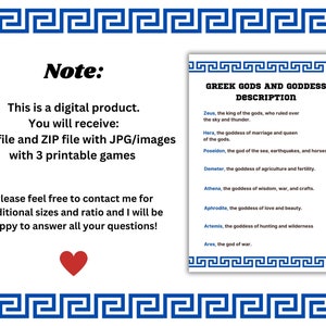 Ancient Greece Gods Printable Mythology Party Game; Fun Activity for ...