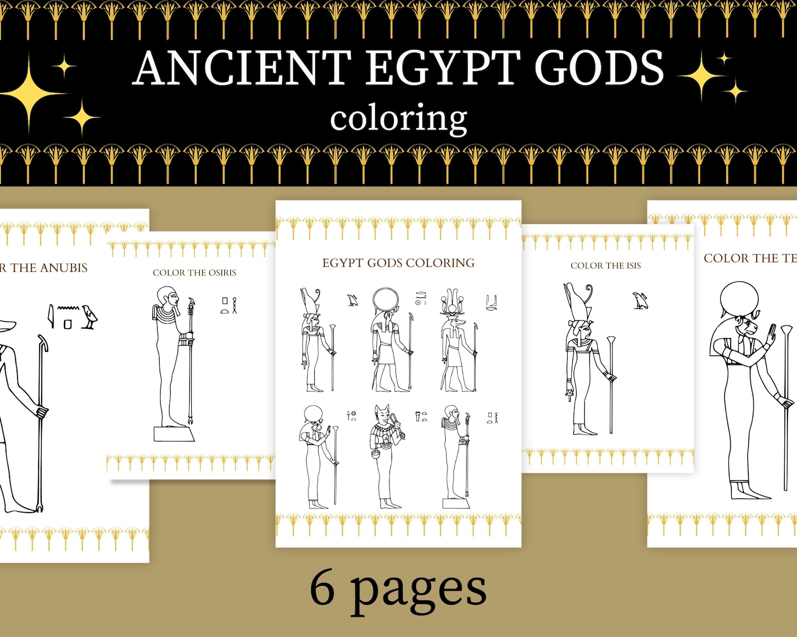 Ancient Egypt Gods Coloring Pages; Instant Download Printables; Ancient ...