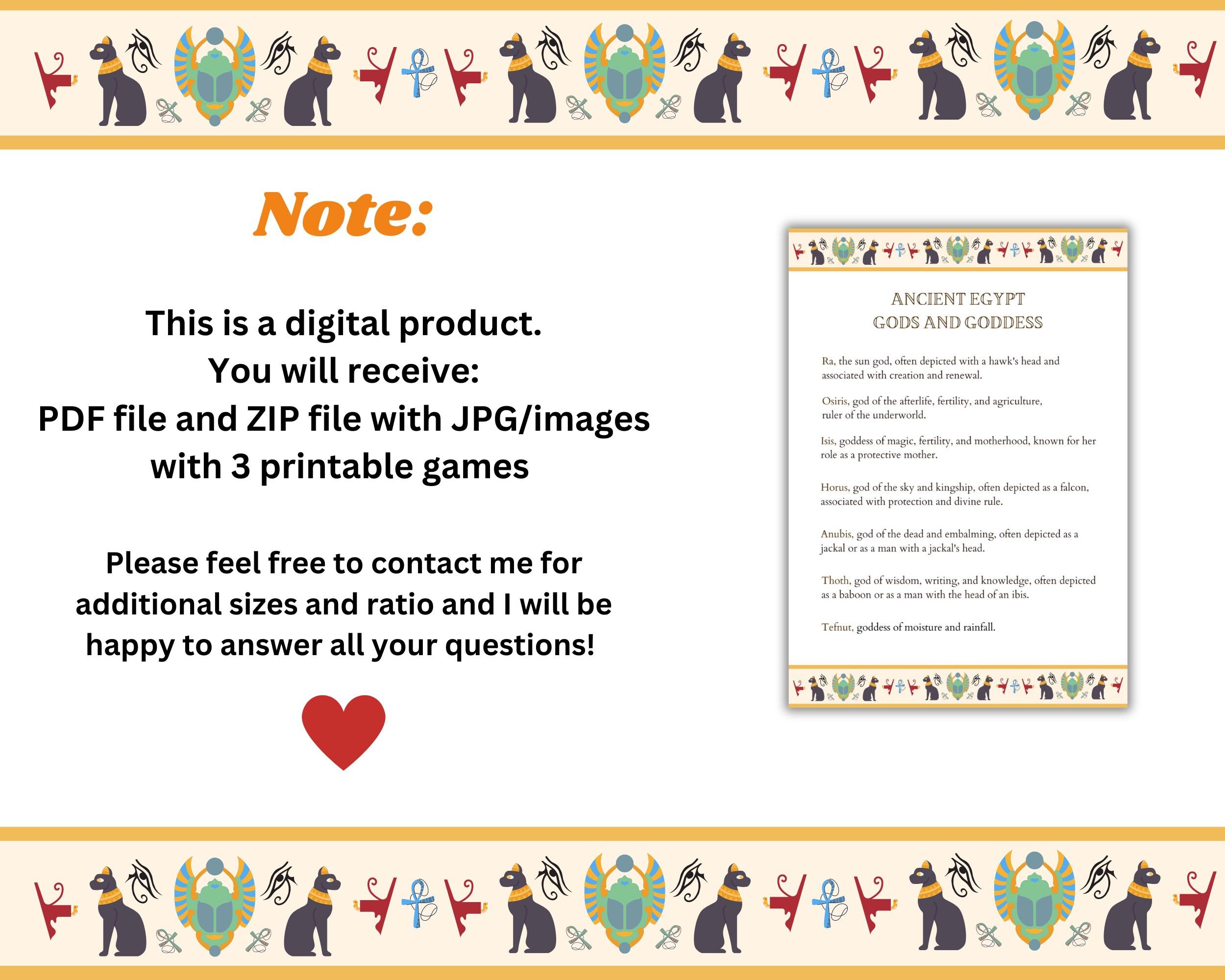 Printable Egypt Gods Game Pack; Printable Board Games; Printable Party ...