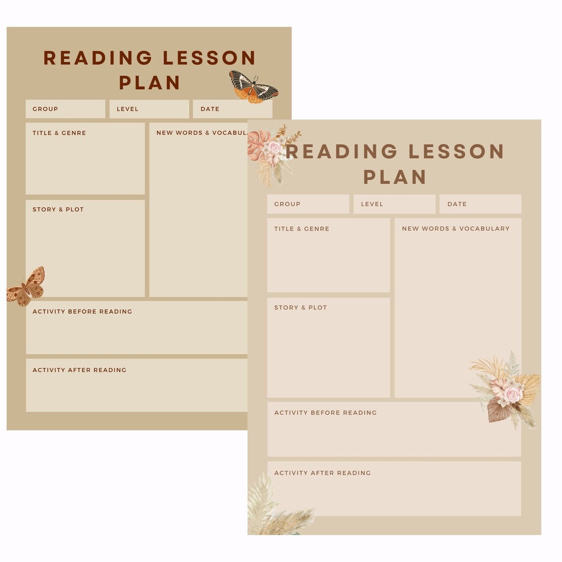 Boho Style Reading Lesson Plan Sheet; Literature Class; Teacher Hack ...