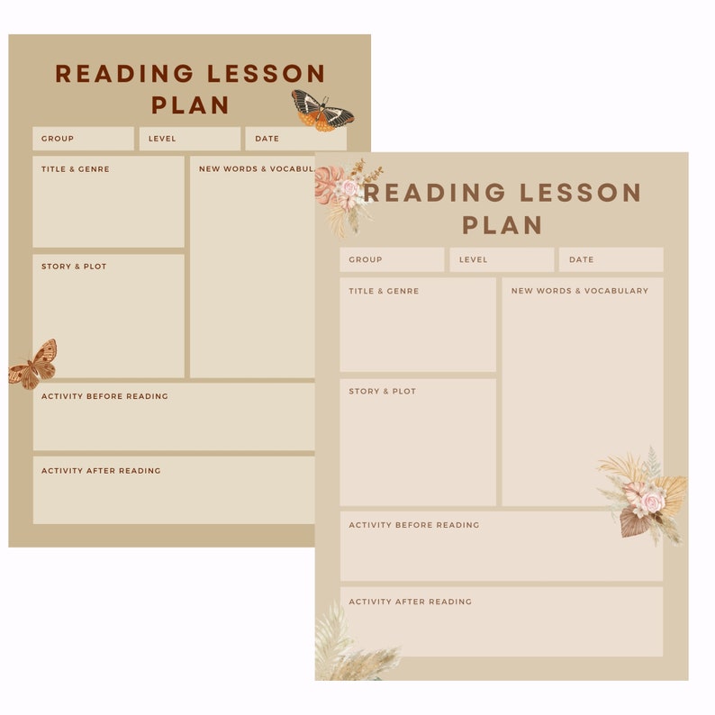 Boho Style Reading Lesson Plan Sheet; Literature Class; Teacher Hack ...