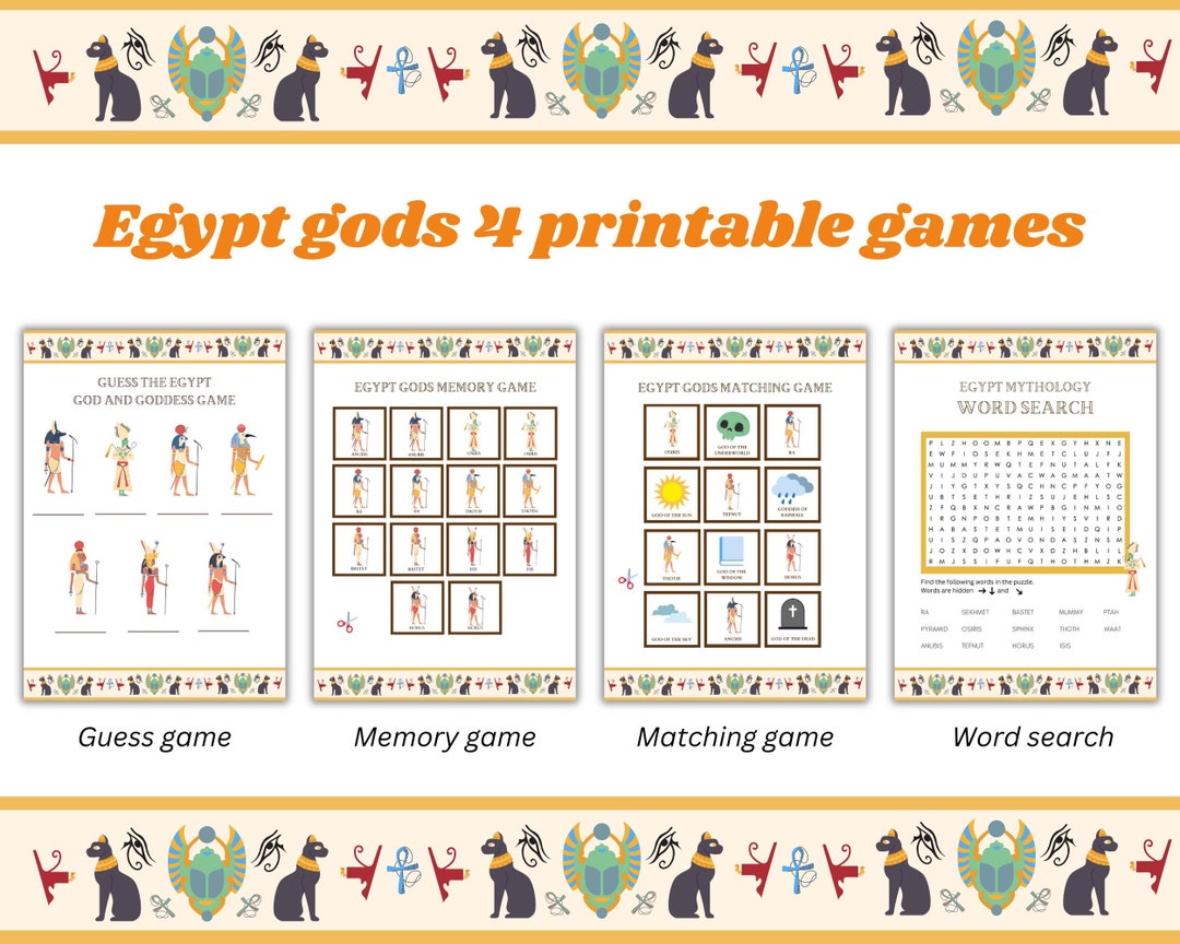 Printable Egypt Gods Game Pack; Printable Board Games; Printable Party ...