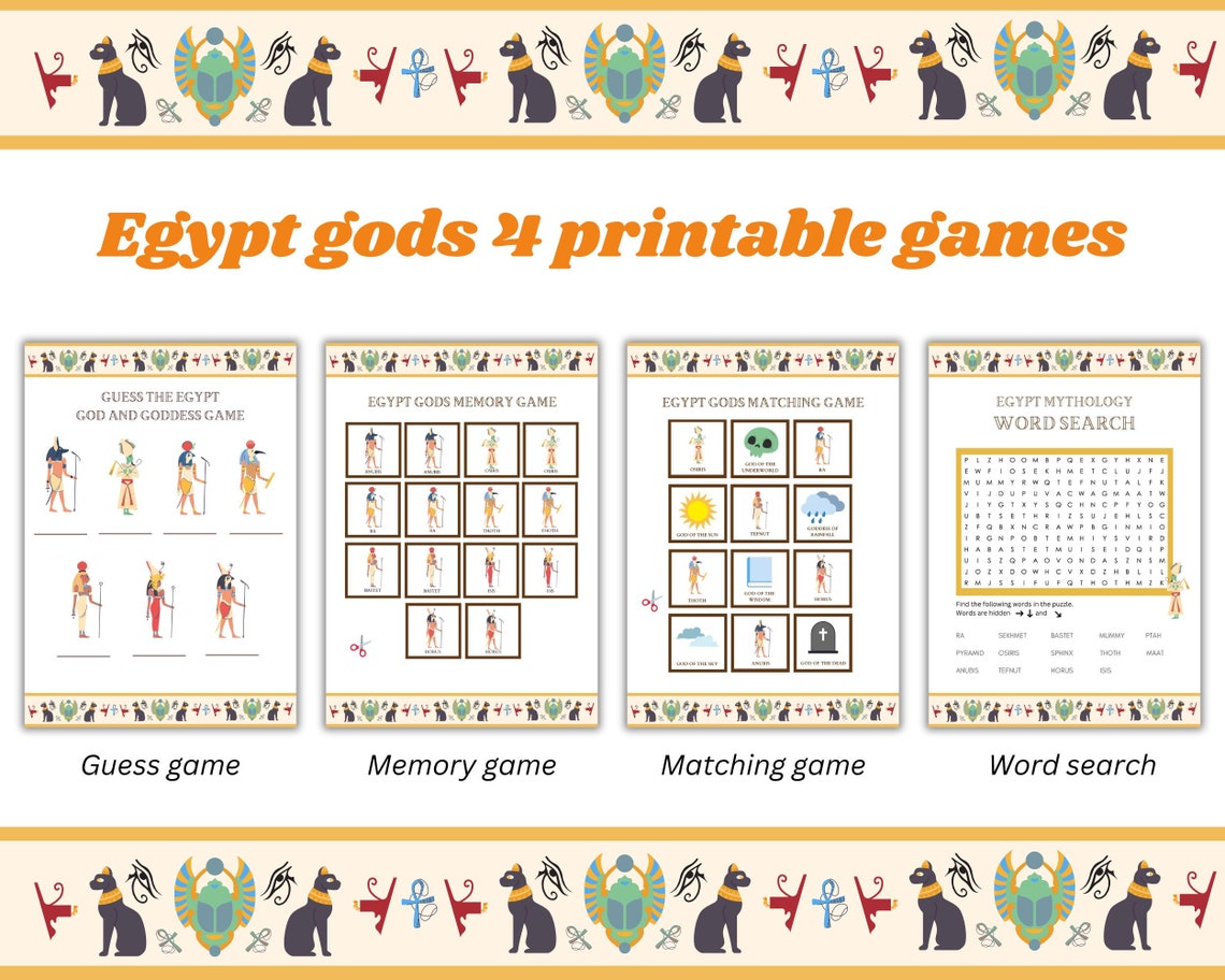 Printable Egypt Gods Game Pack; Printable Board Games; Printable Party ...