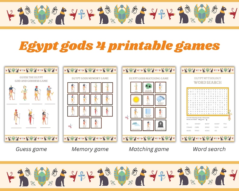 Printable Egypt Gods Game Pack; Printable Board Games; Printable Party ...