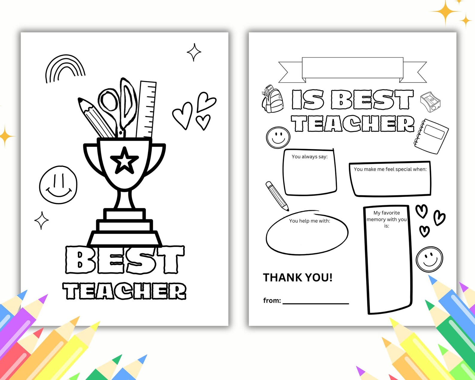 Printable Teacher Appreciation Coloring Pages; Thank You, Teacher ...