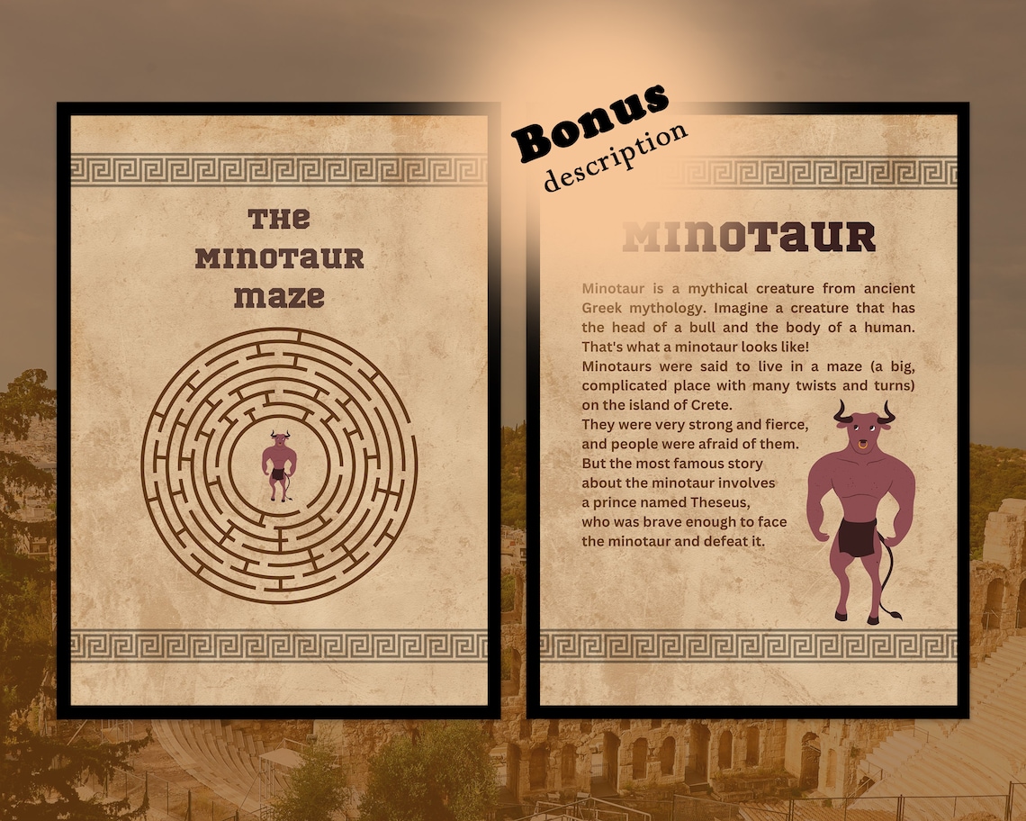 Printable Minotaur Maze; History Fun Activity; Ancient Greece Worksheet ...