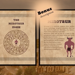 Printable Minotaur Maze; History Fun Activity; Ancient Greece Worksheet ...