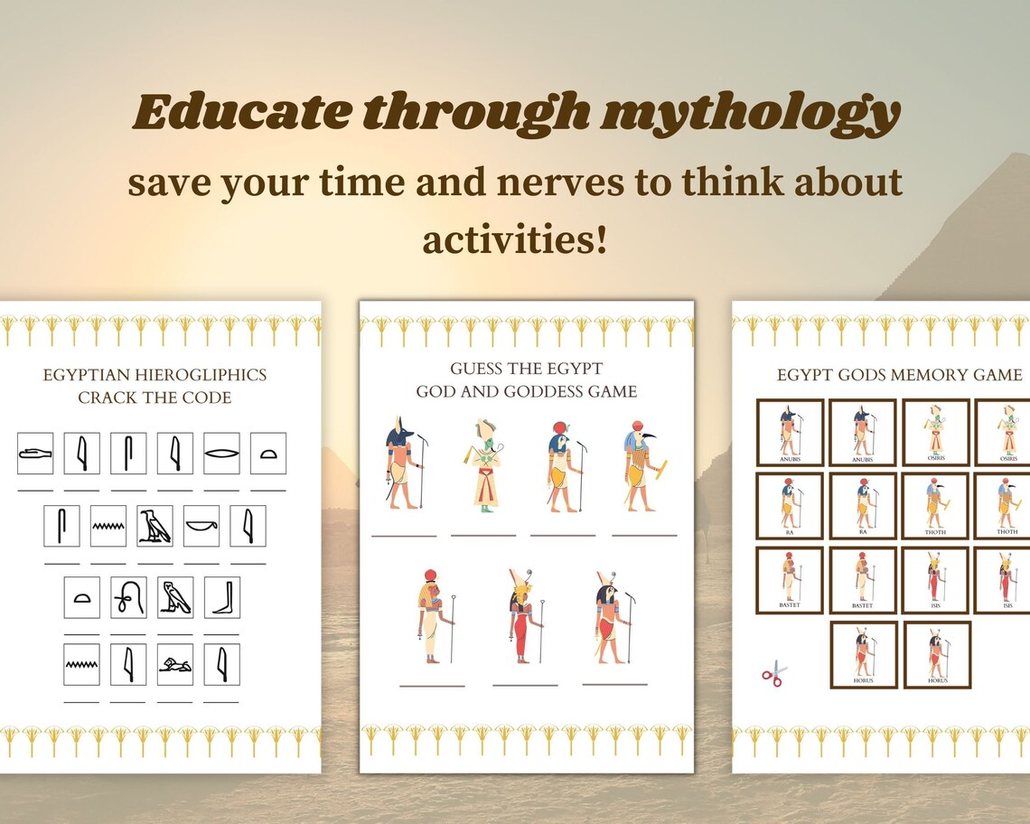 Ancient Egypt Gods Printable Mythology Games Pack; History Lesson ...