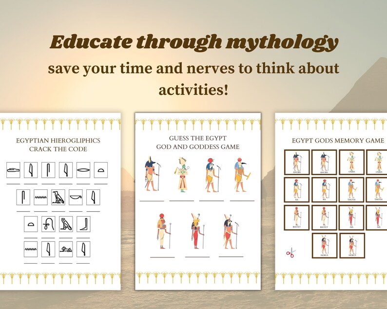 Ancient Egypt Gods Printable Mythology Games Pack; History Lesson ...