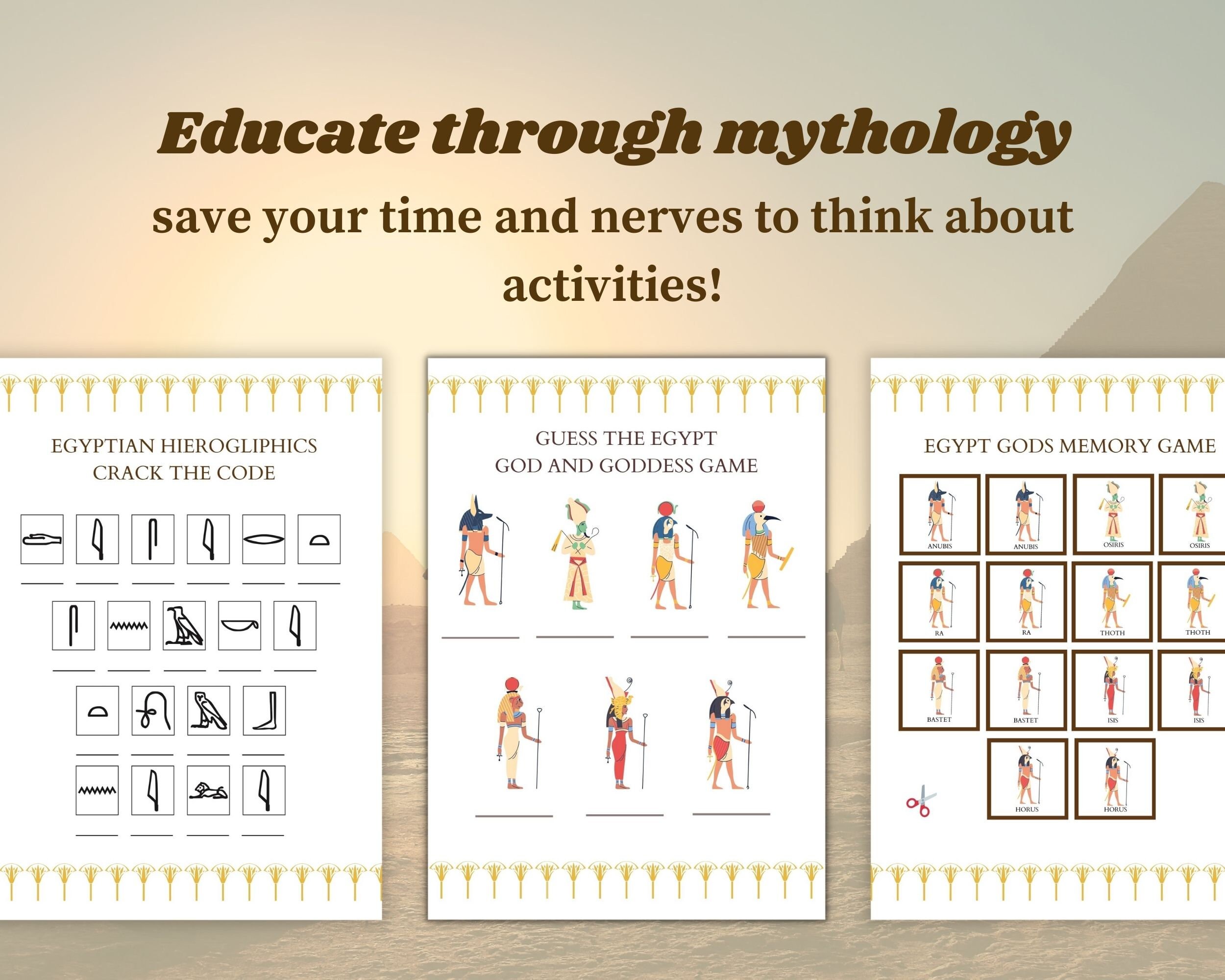 Ancient Egypt Gods Printable Mythology Games Pack; History Lesson ...