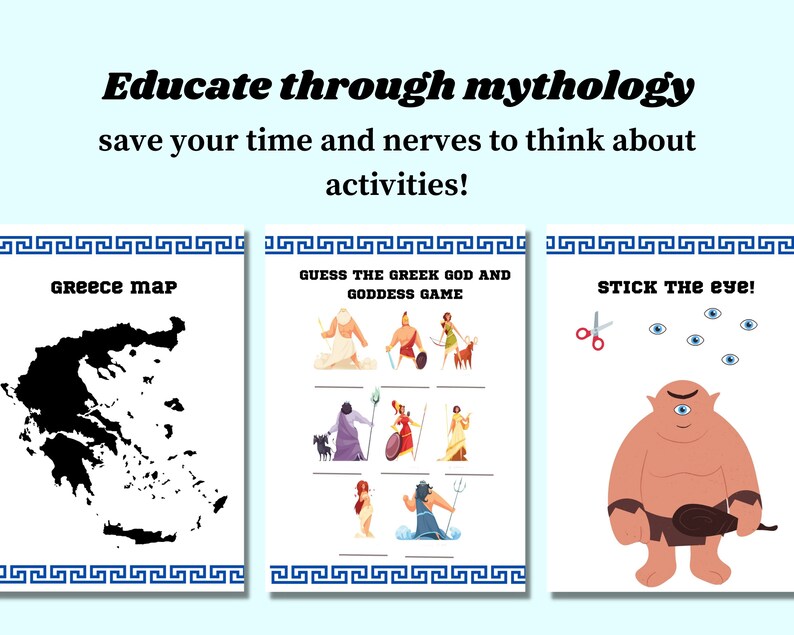 Ancient Greece Gods Printable Mythology Games Pack; Fun Activity for ...