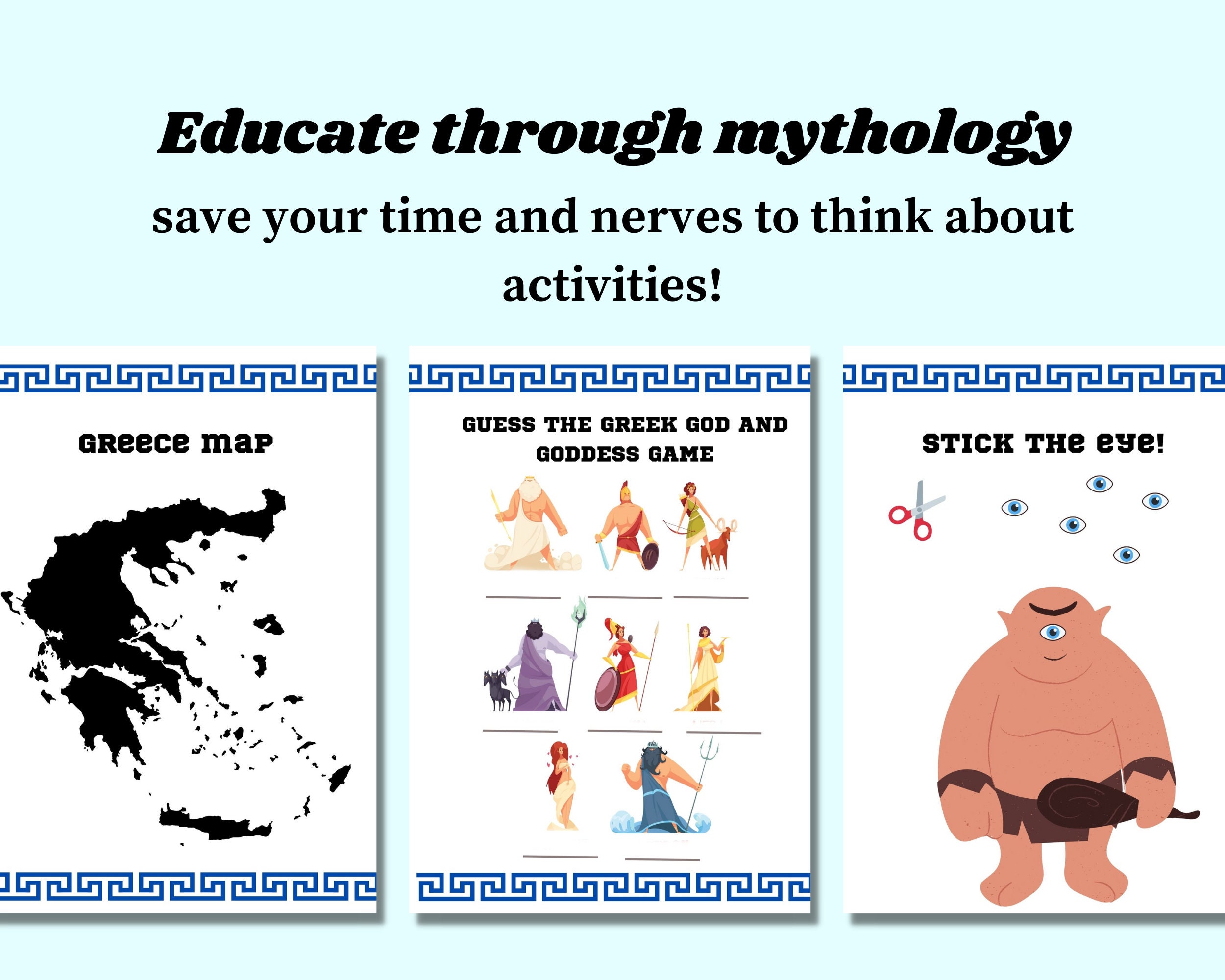 Ancient Greece Gods Printable Mythology Games Pack; Fun Activity for ...