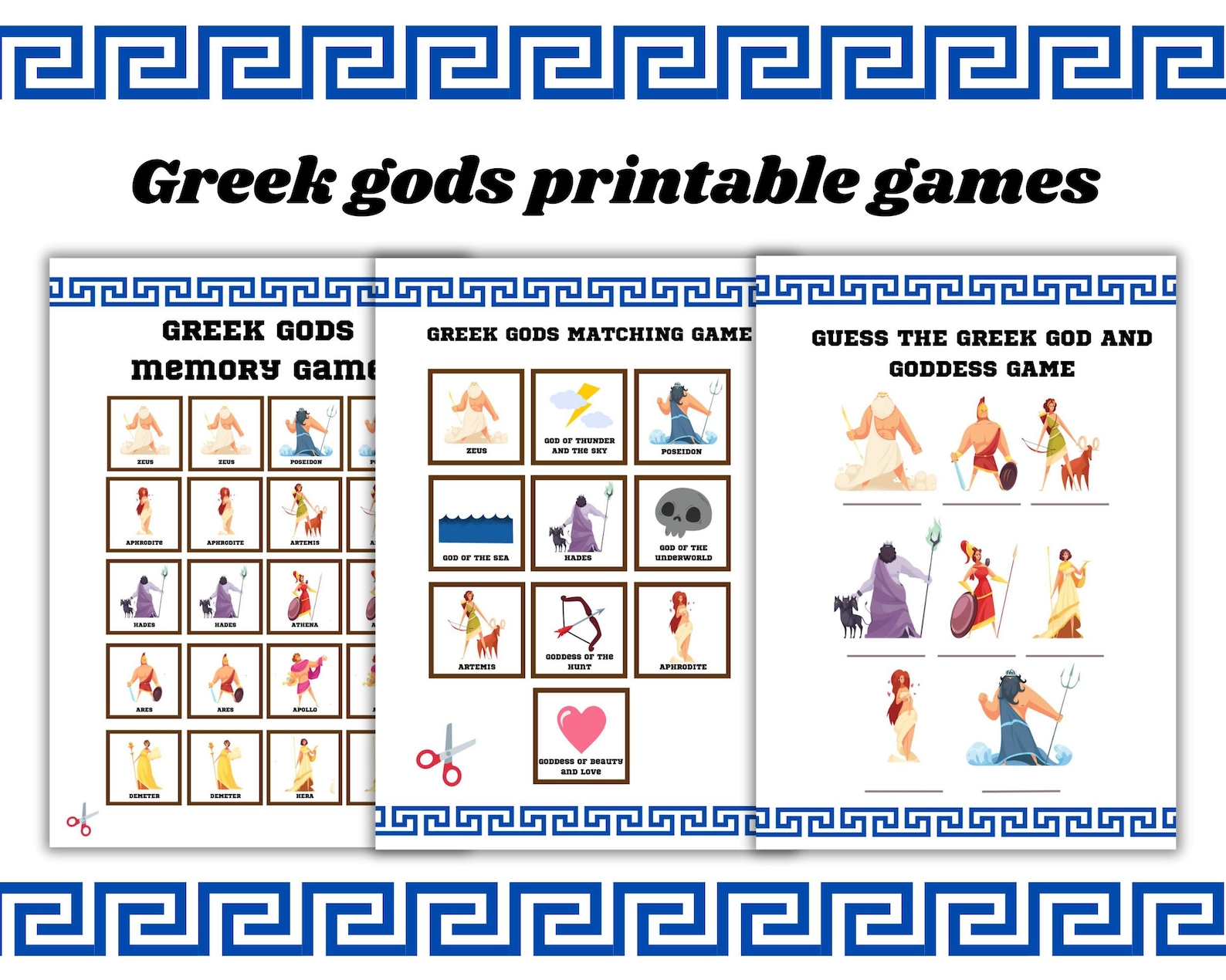 Ancient Greece Gods Printable Mythology Party Game; Fun Activity for ...