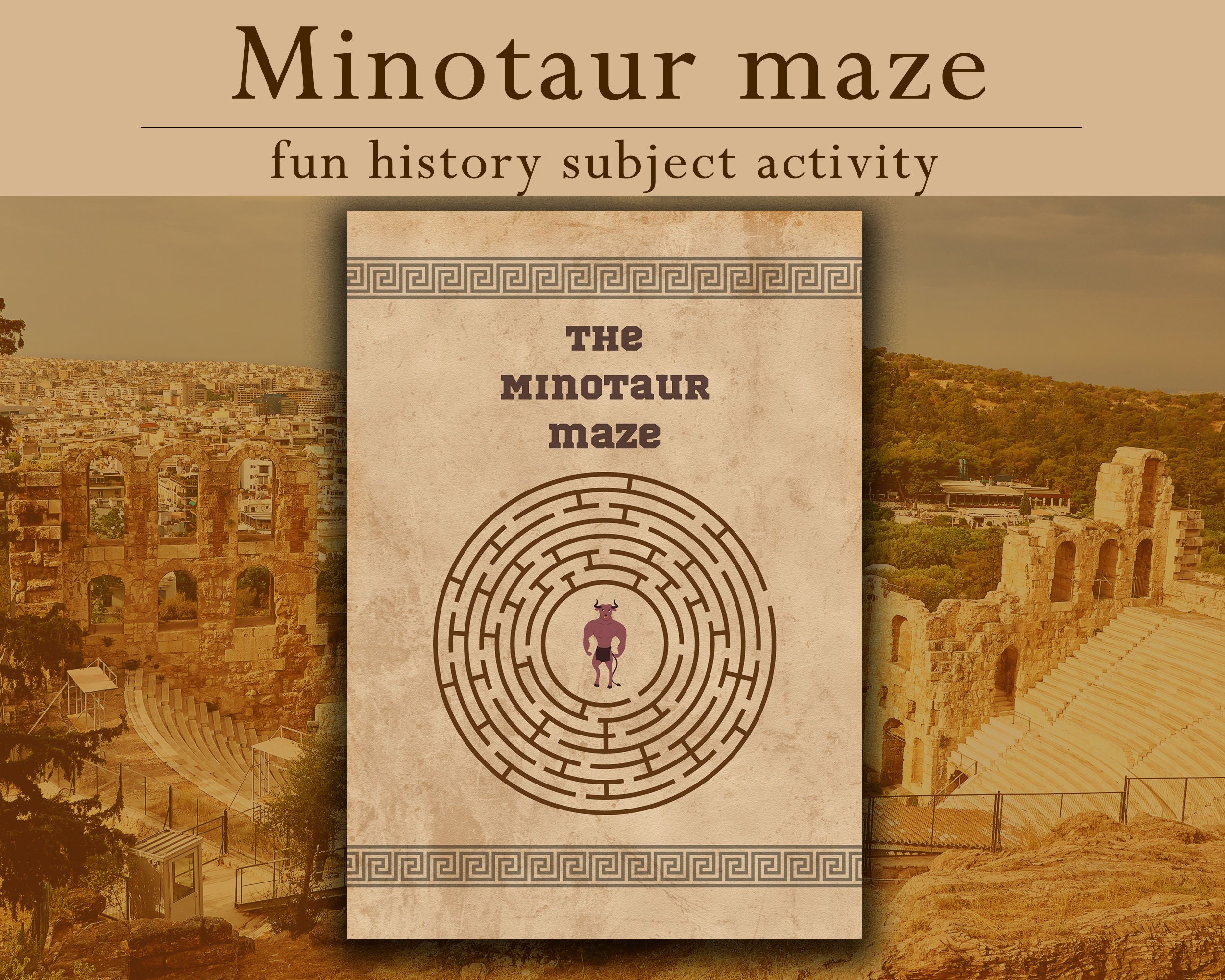 Printable Minotaur Maze; History Fun Activity; Ancient Greece Worksheet ...