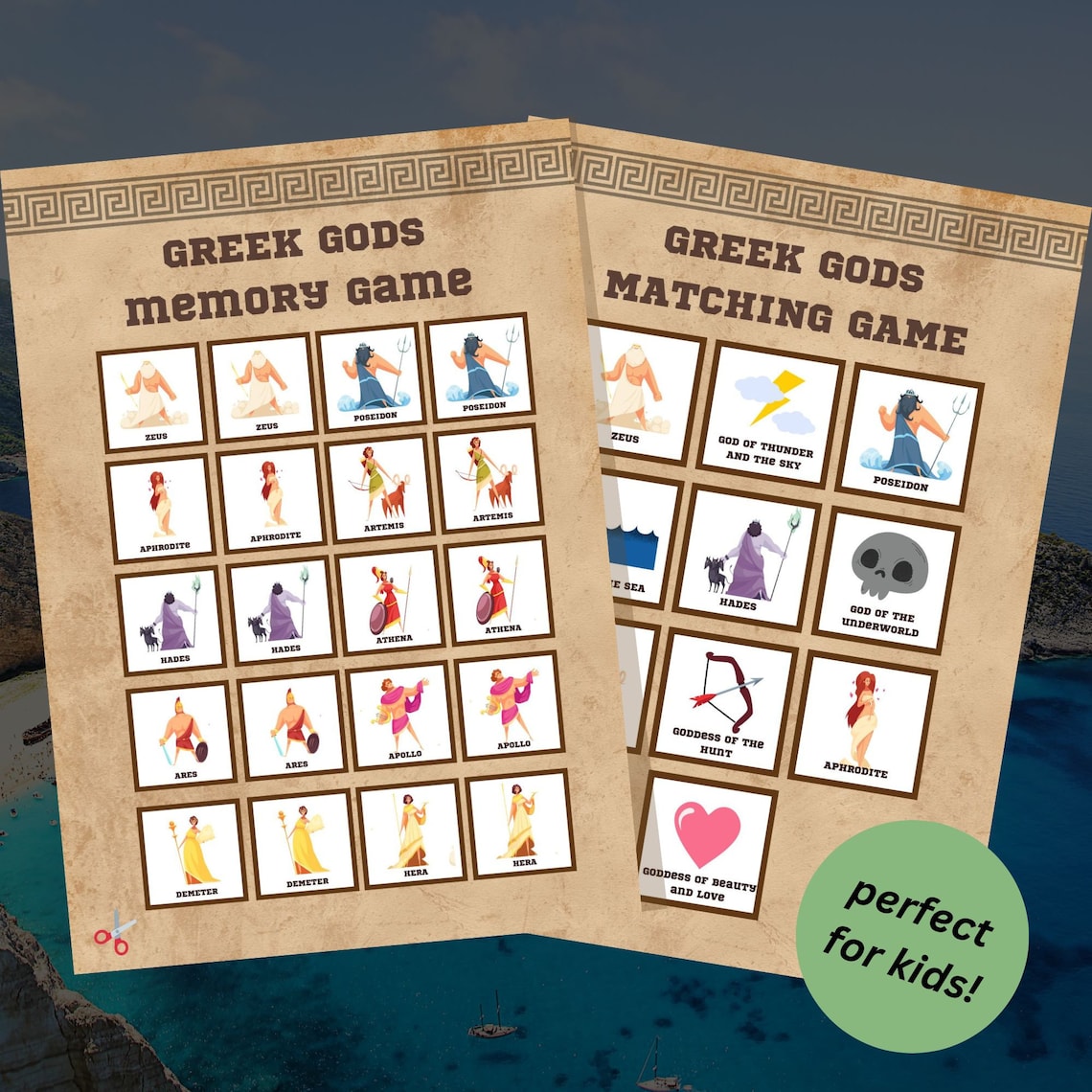 Ancient Greece Gods Printable Matching and Memory Game; Fun Activity for Kids; Perfect for ...