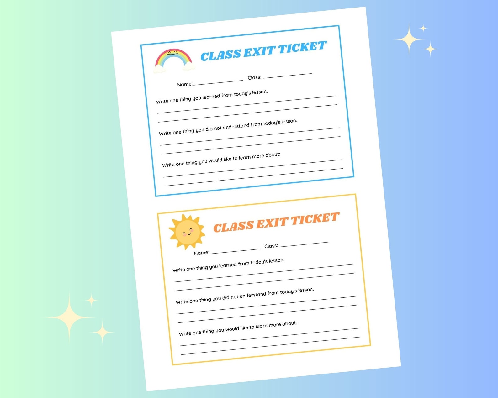 Class Exit Ticket Printable; Lesson Reflection Printable; Elementary ...