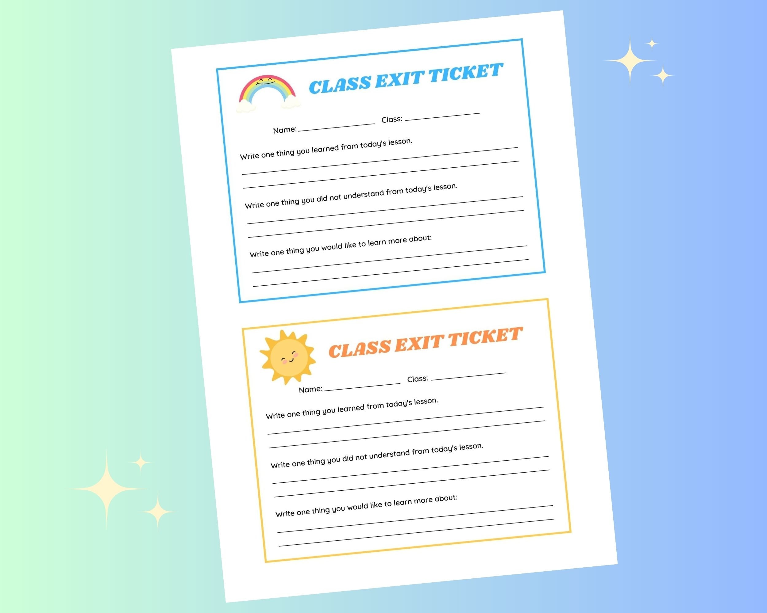Class Exit Ticket Printable; Lesson Reflection Printable; Elementary ...