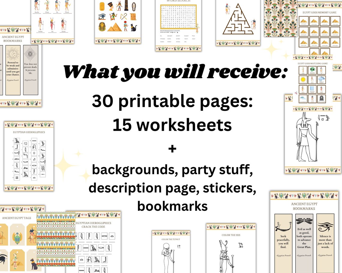 Ancient Egypt Gods Printable Mythology Games Pack; Fun Activity for ...