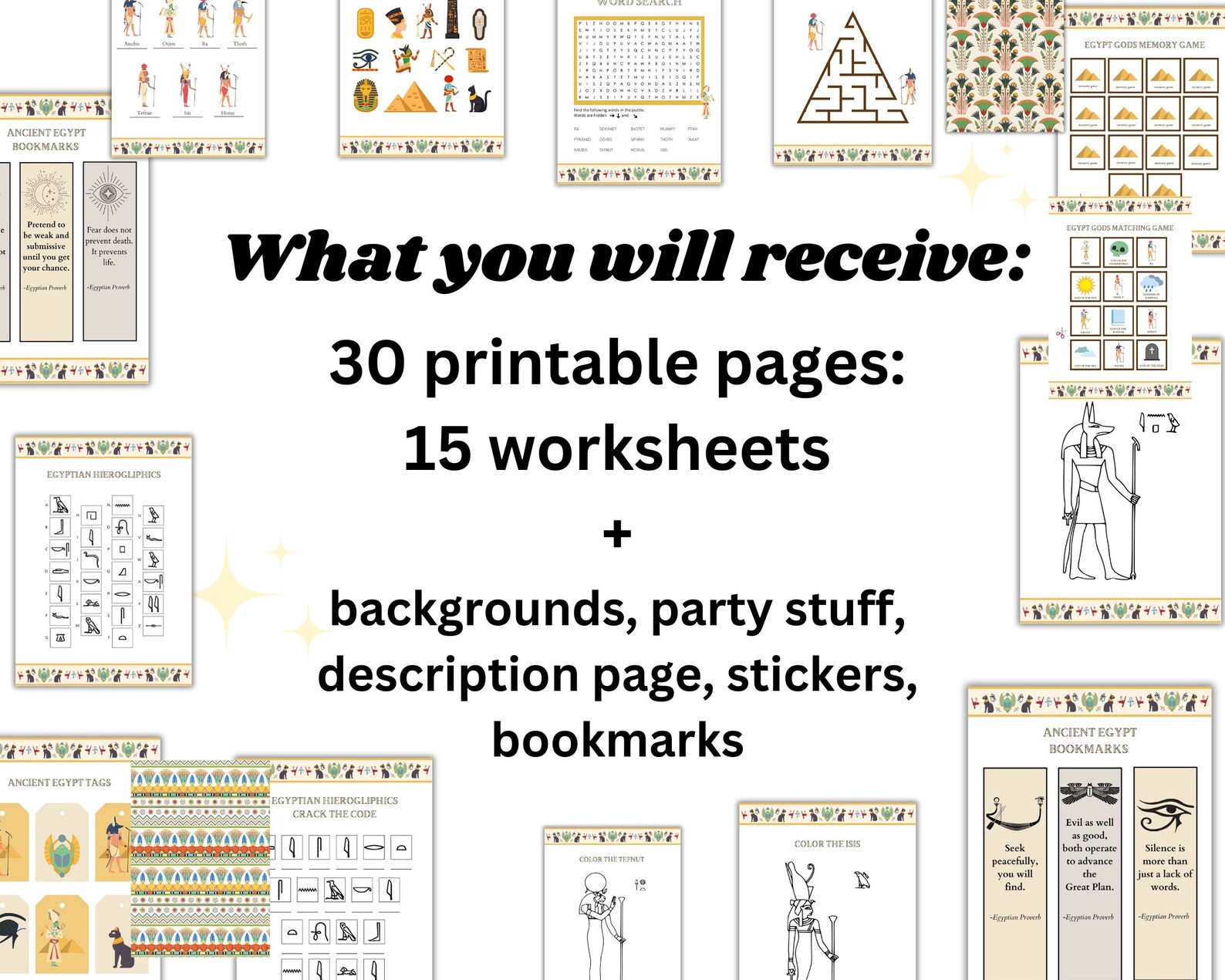 Ancient Egypt Gods Printable Mythology Games Pack; Fun Activity for ...