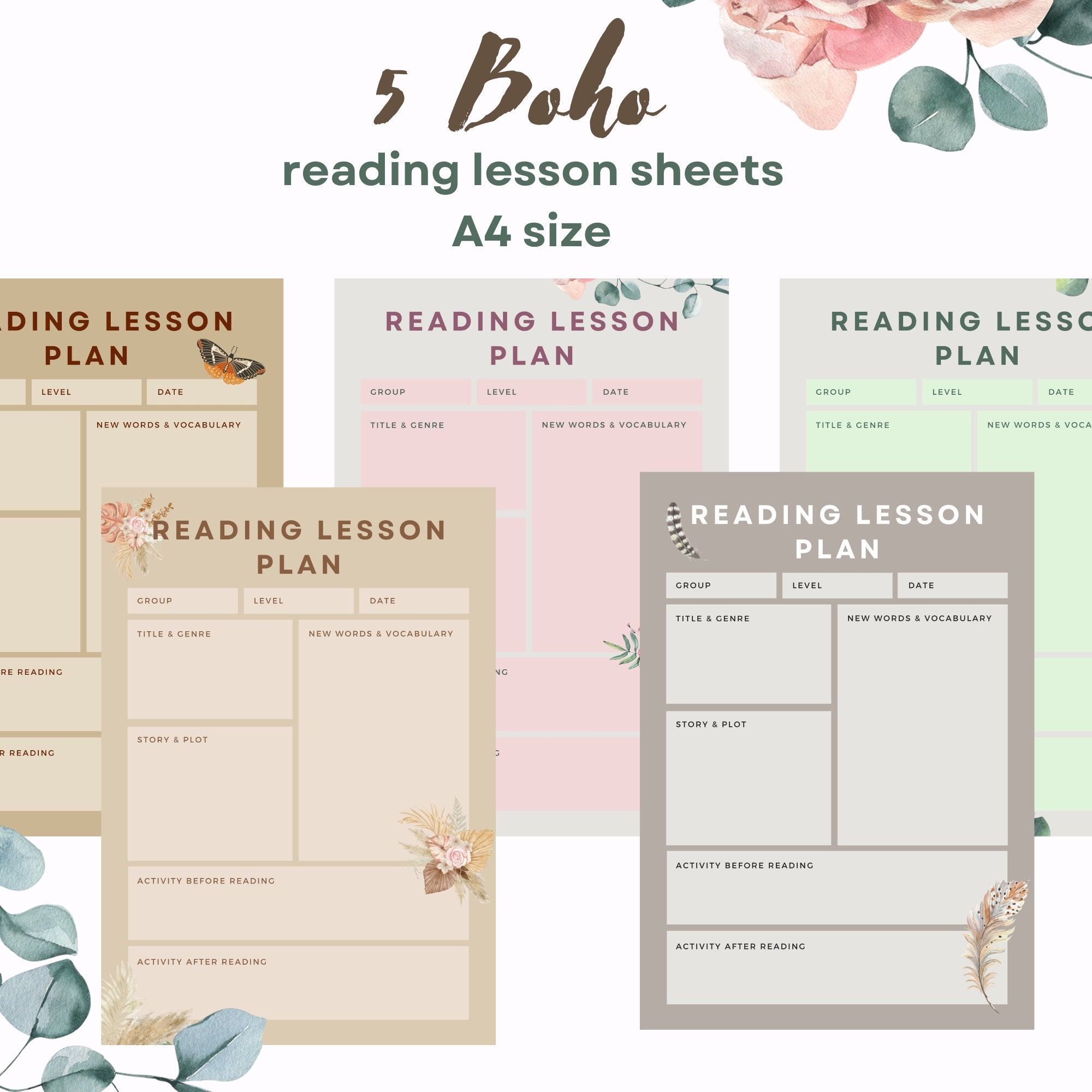 Boho Style Reading Lesson Plan Sheet; Literature Class; Teacher Hack ...