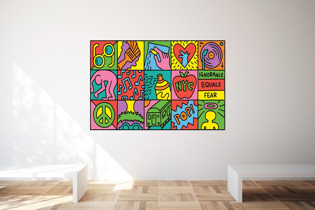 Keith Haring Canvas_poster Art Reproduction, Abstract Canvas Wall Art ...